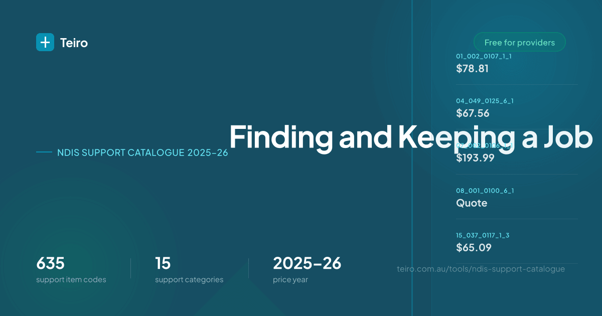 Finding and Keeping a Job — NDIS Support Item Codes & Price Limits 2025 ...